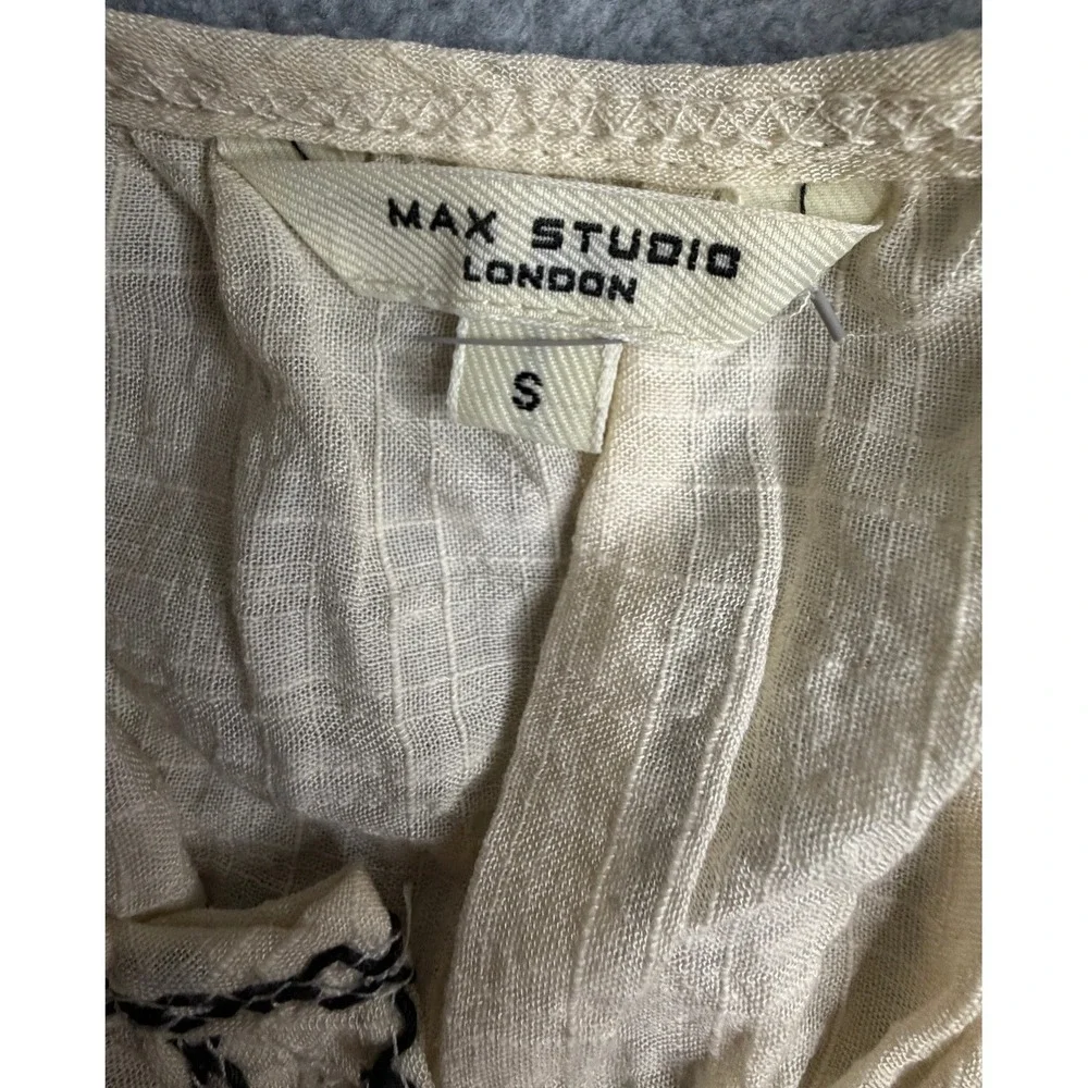 Max Studio | Tops | Max Studio London Cream Embroidered Floral Peasant ...